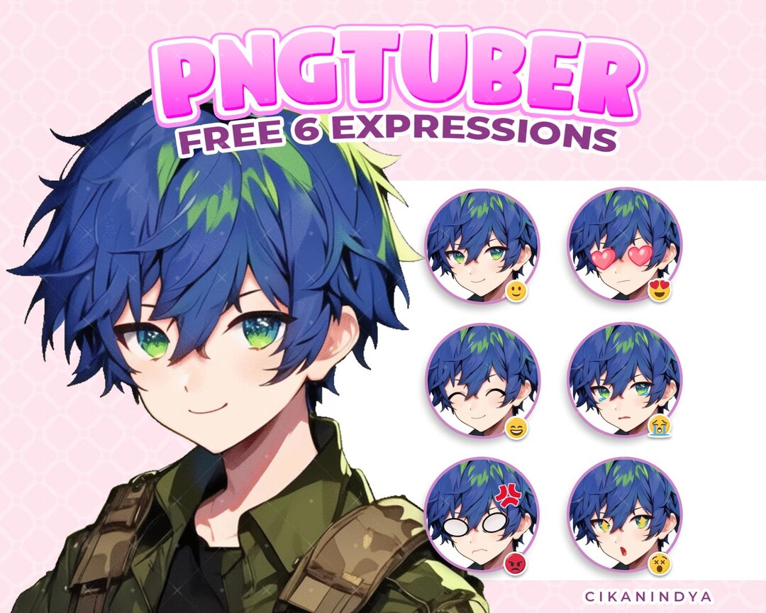 Premade Pngtuber – Blue and Green Tactical Male Model for Streamers - Etsy