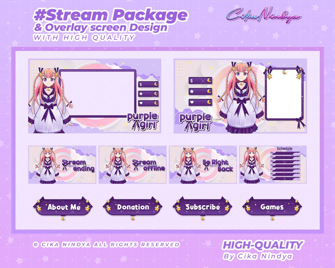 Overlay Stream Pack, Stream Overlay, Vtuber, Overlay, Overlay Twitch ...