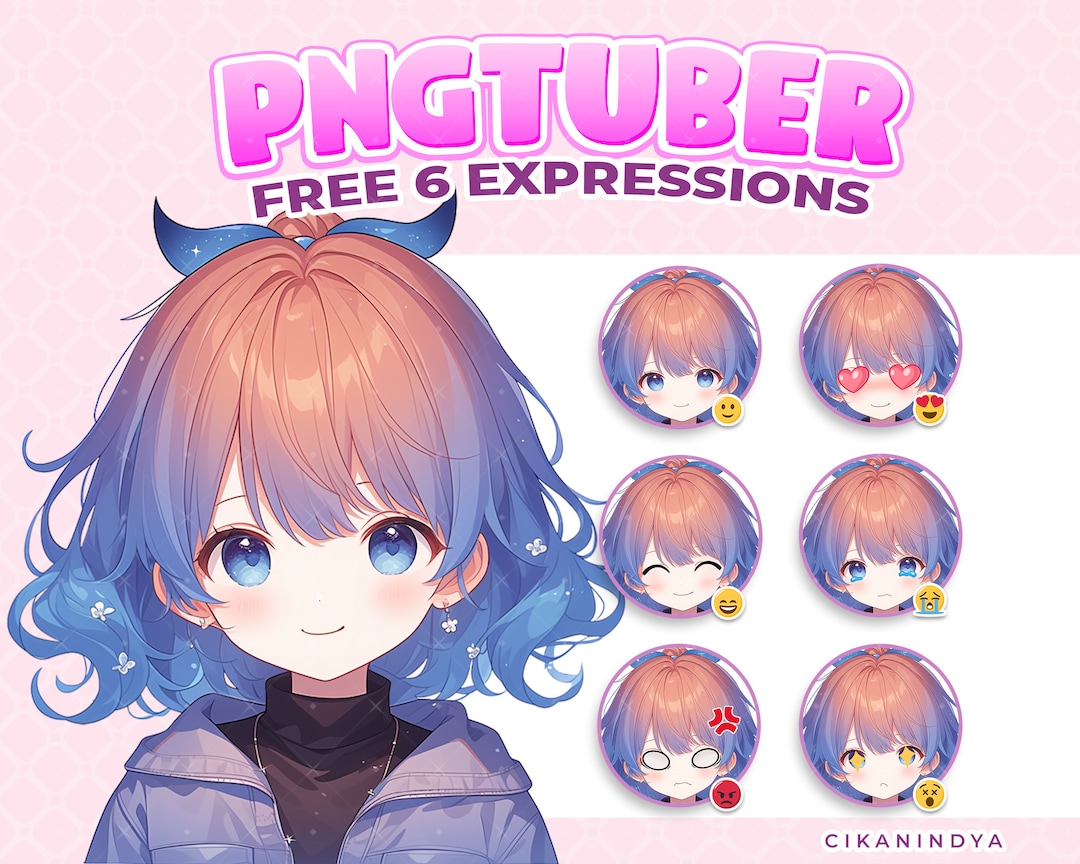 PNG Tuber | Sweet Chibi Girl With Purple Jacket for Streaming ...