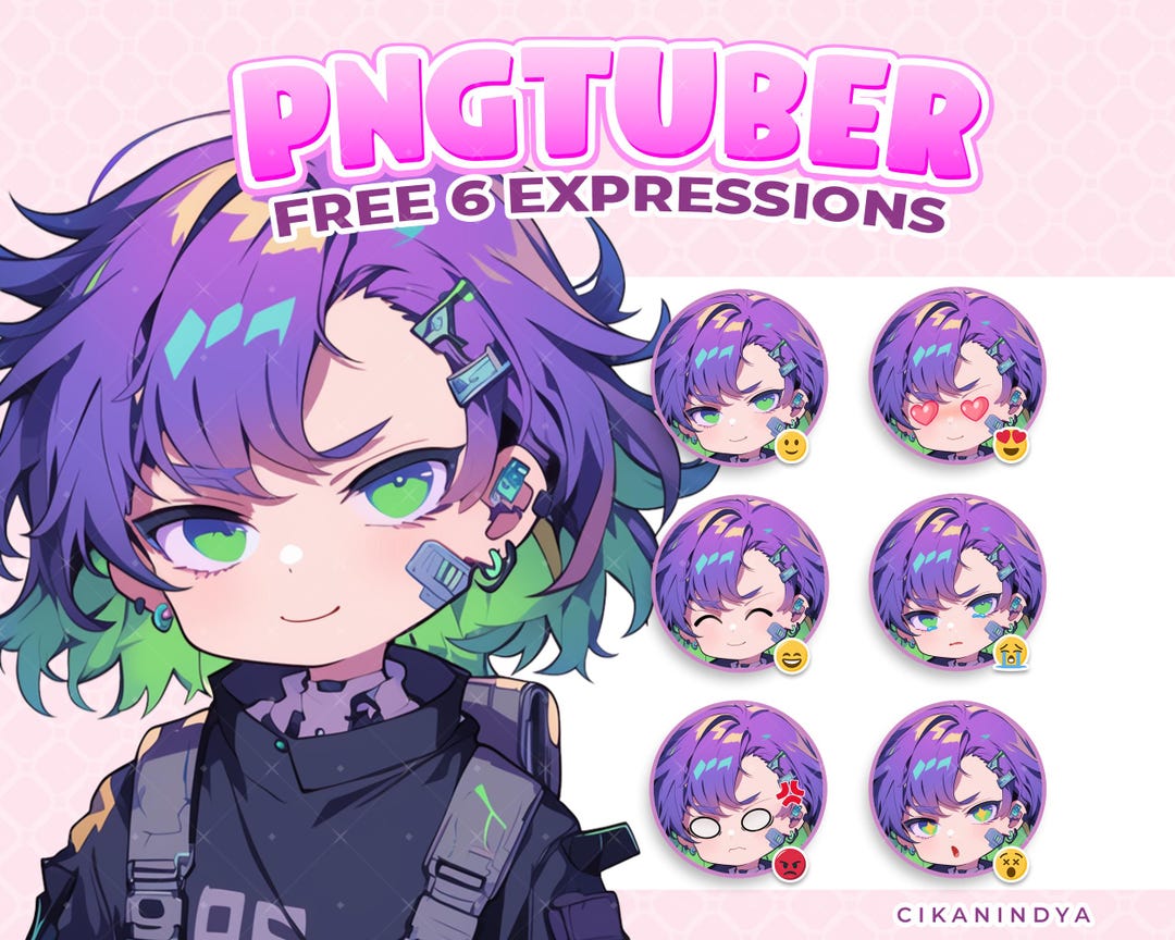 Cyberpunk Pngtuber – Futuristic Chibi Character Model - Etsy