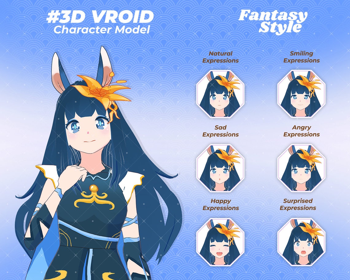 3D Vroid Character Vtuber Model Free 3d Model Vtuber Model - Etsy