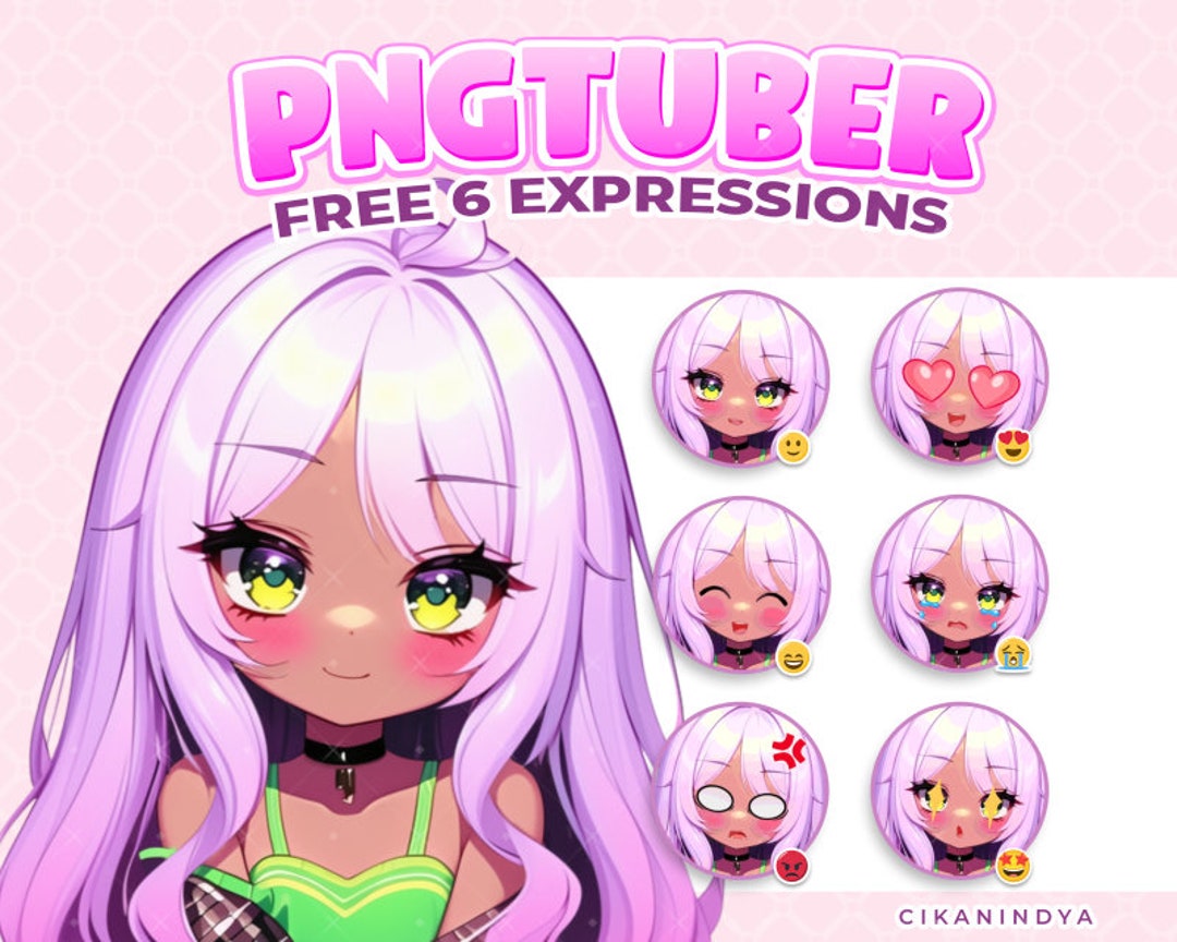 Neon Kawaii Chibi PNG Tuber: 6 Poses, Vtuber Illustration - Etsy