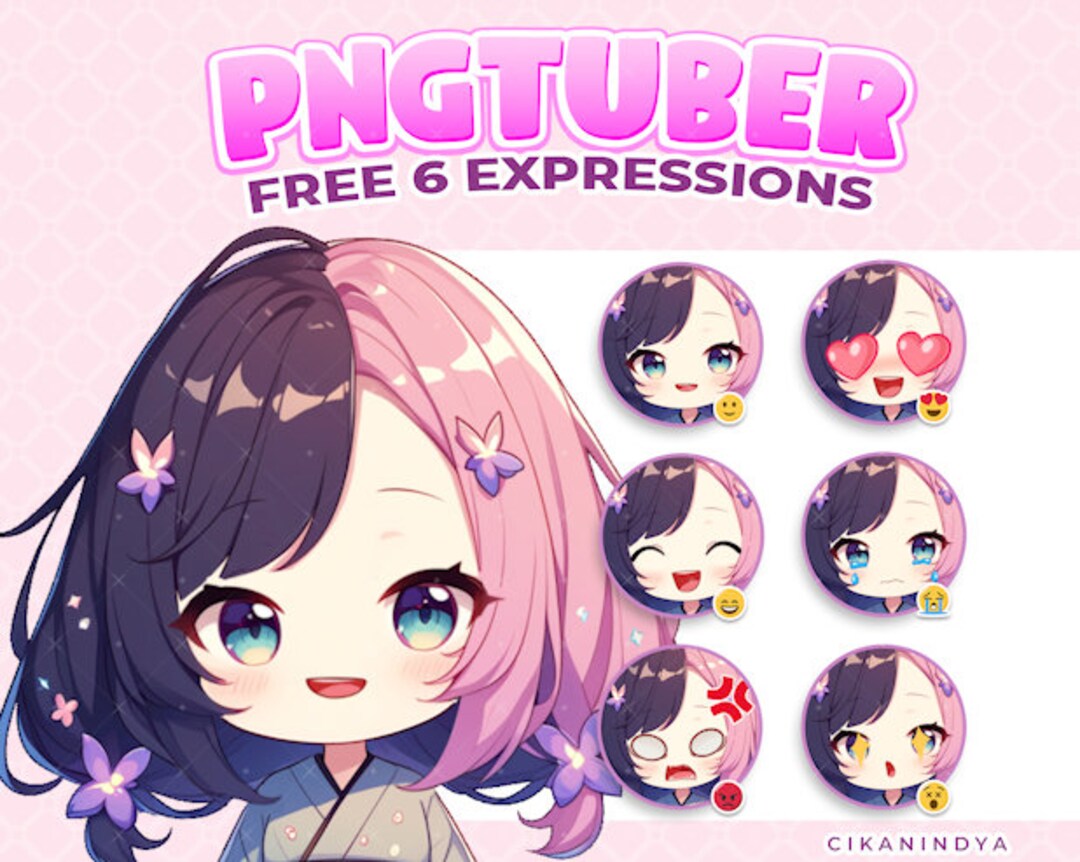 Premade Pngtuber Avatar: Kimono Girl, 12 Poses - Etsy