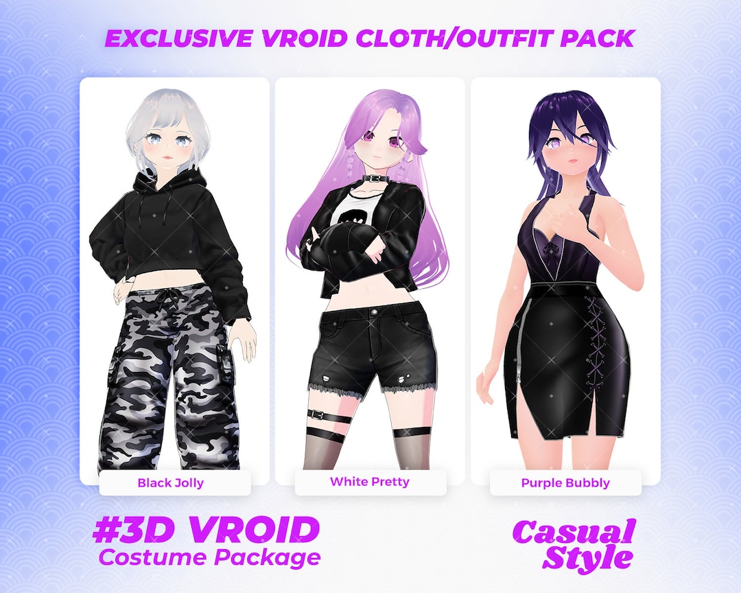Vroid Clothing Pack, Vroid Outfit, Cosplay Costume, Vroid Assets ...