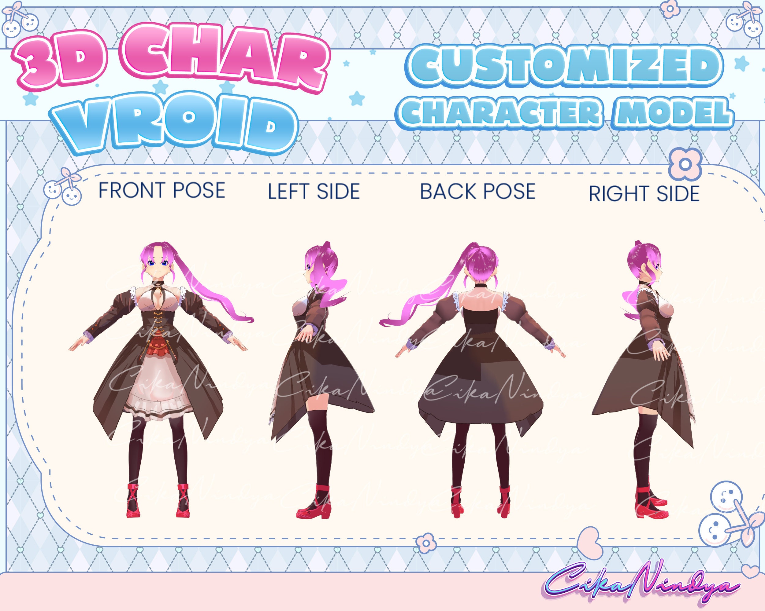 3D Vroid Character Vtuber Model 3d Model Commission Vroid - Etsy