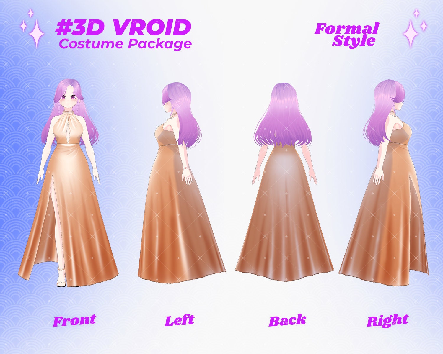 Regal Vroid Attire Collection 3 Luxurious Formal Outfits For Avatars