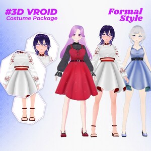 Stunning Formal Vroid Dresses Pack-vroid Clothing Pack, Stunning ...