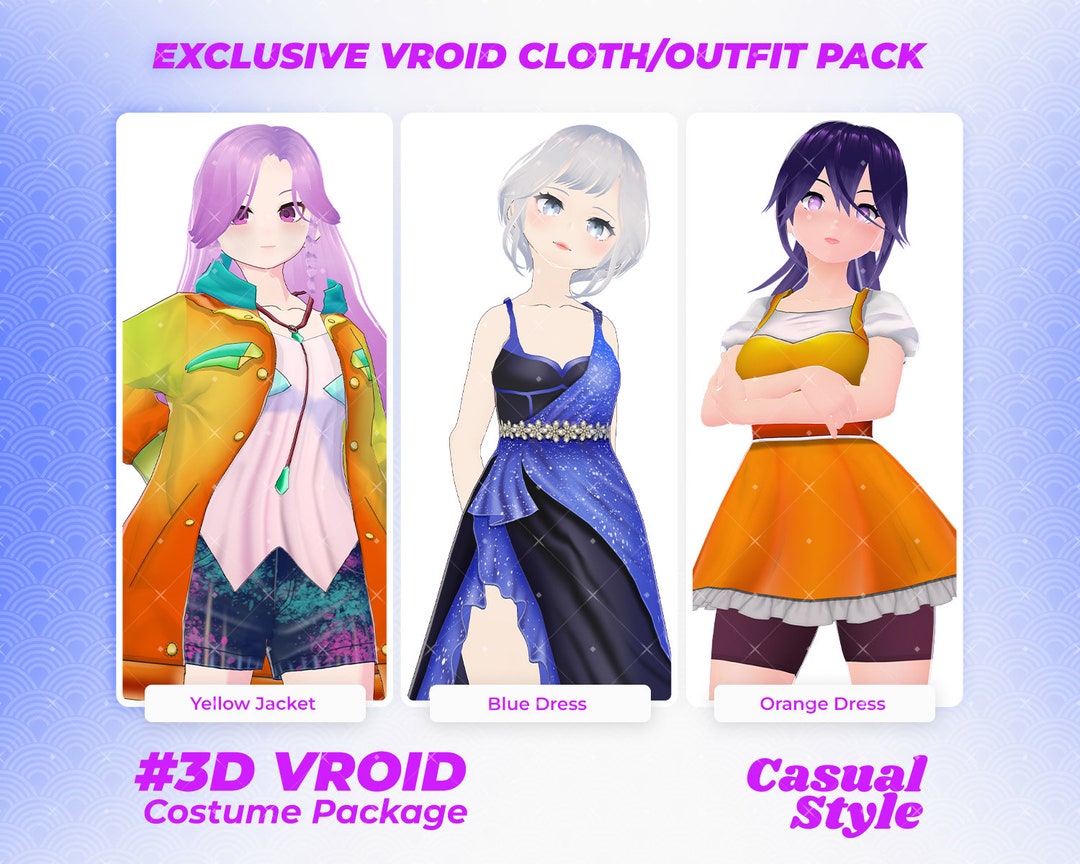 Glam Blink Sparkling Casual Vroid Outfit Set for Vtuber Starlets - Vroid Clothing Pack, Kawaii ...