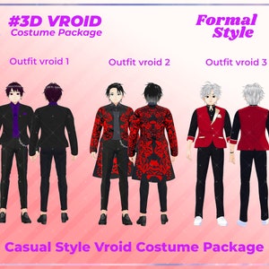 Vroid Formal Ensemble 3 Stunning Outfits Male in 1 Package - Vroid ...