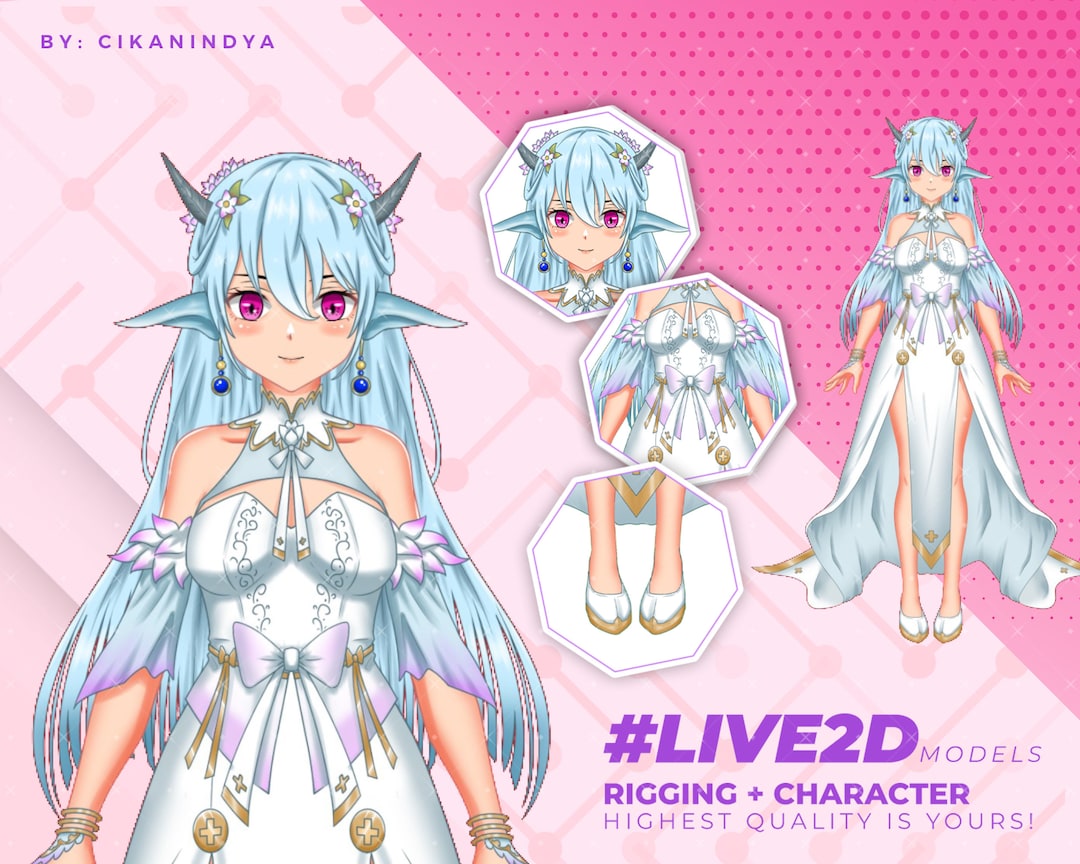 Vtuber Model | Live2d Anime Girl Fairy Fantasy Blue Hair | 7 ...