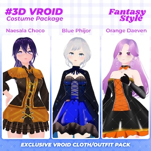 Enchanted Ensemble 3-in-1 Fantasy Girl Outfit Pack for Vroid - 3D Vroid ...