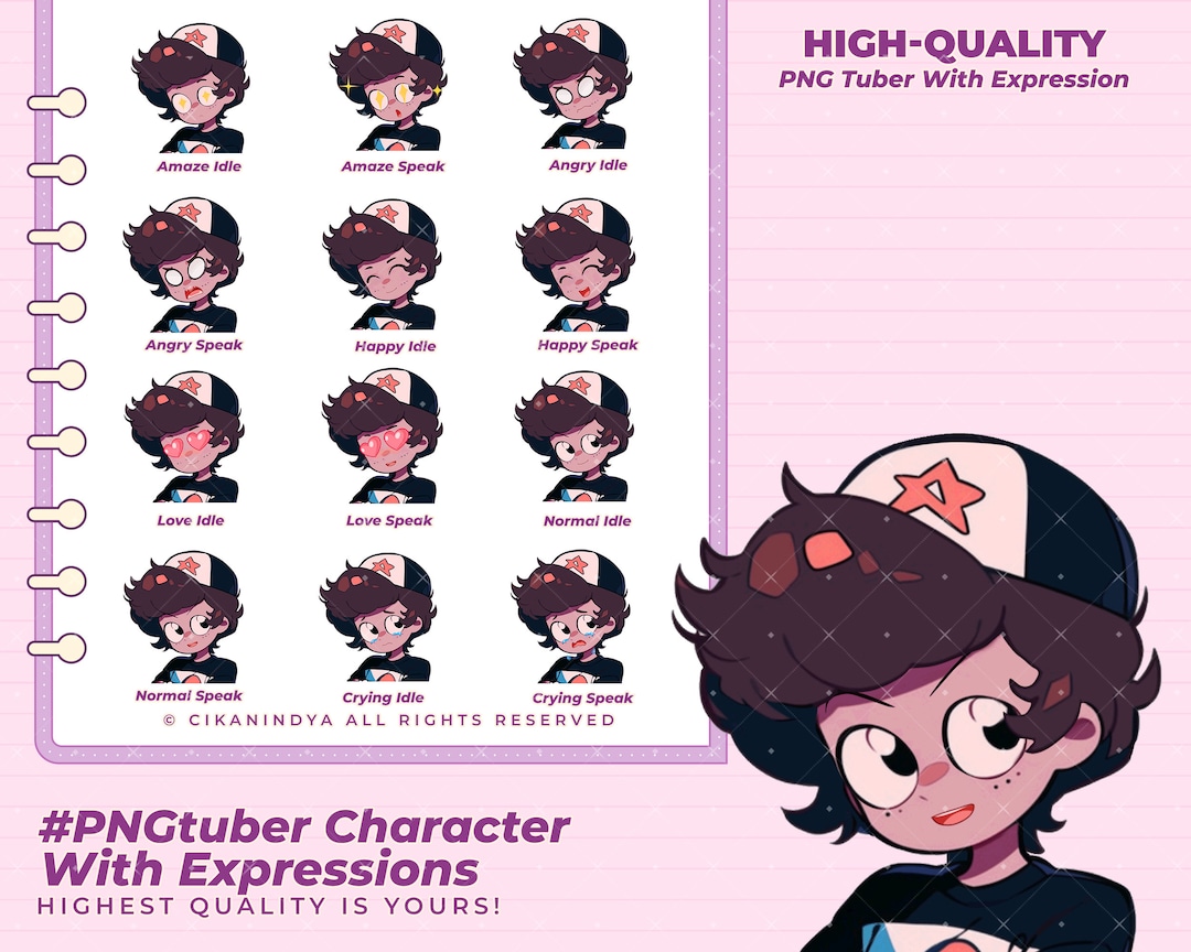 PNG Tuber | Male PNG Tuber for Enhanced Game Streaming | 12 Expressions ...