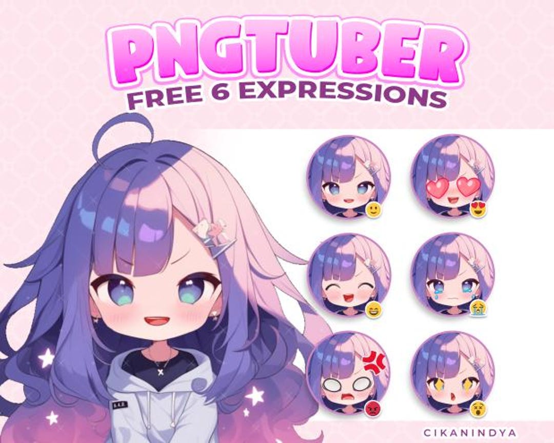 Premade Pngtuber – Starry Chibi Animated Female Avatar - Etsy