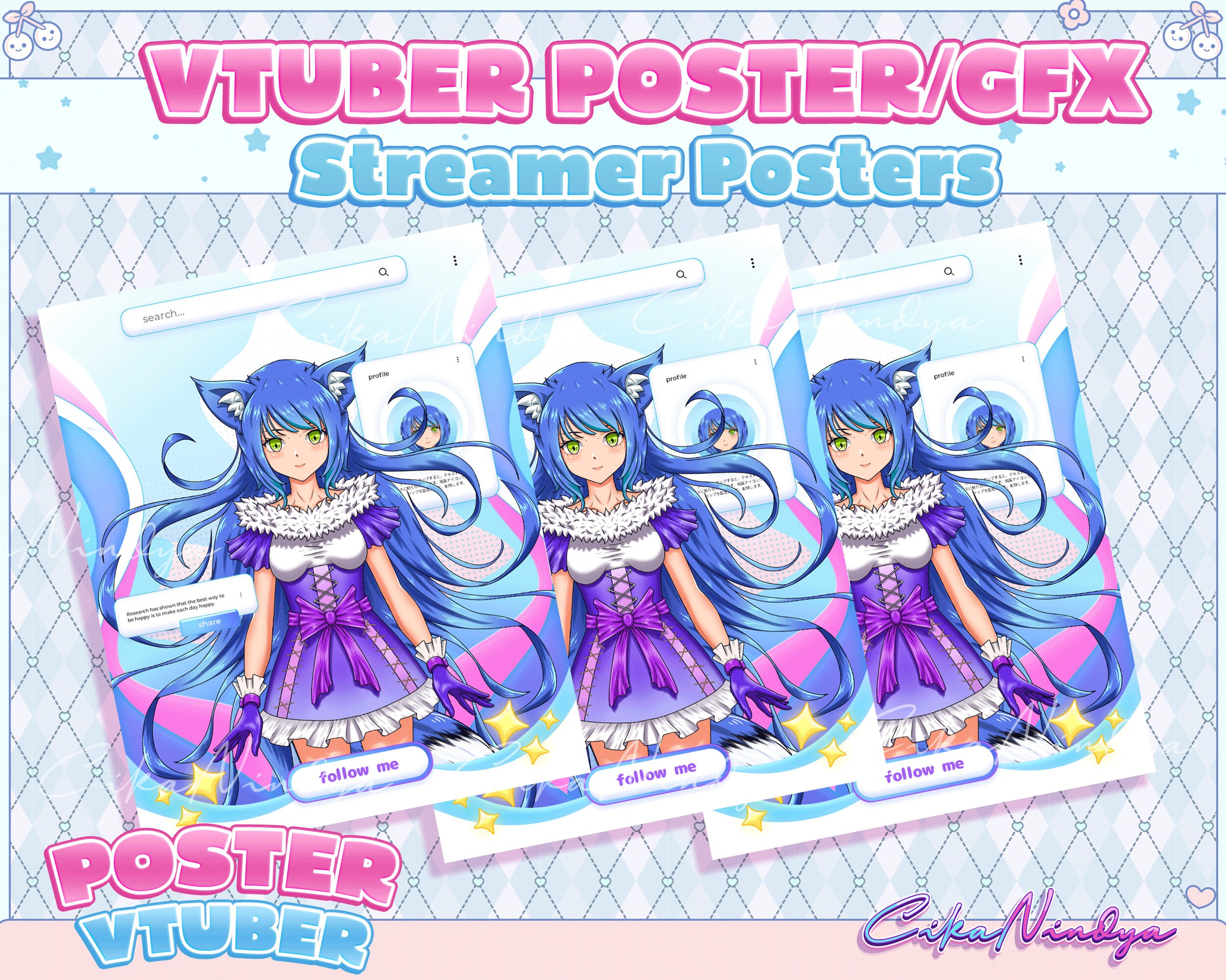 Vtuber Poster Anime Poster Vintage Poster Frames Poster - Etsy