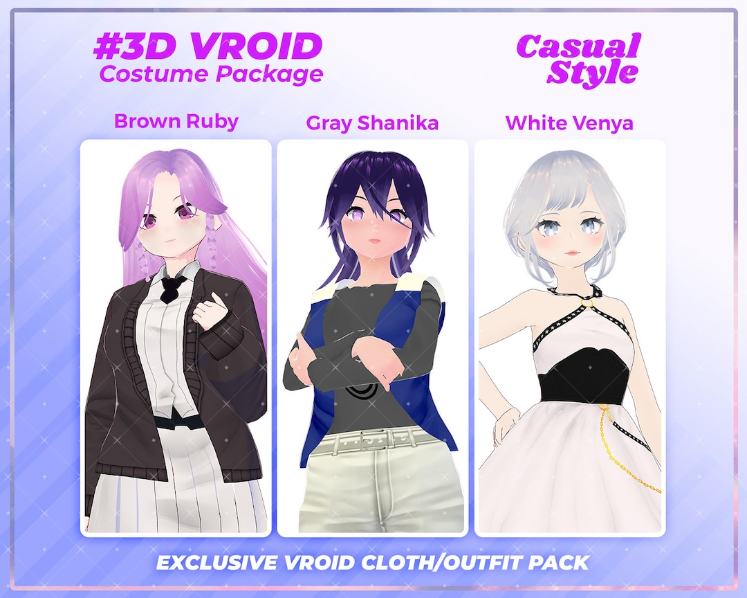 Dress to Impress 3-in-1 Vroid Clothing Casual Set for 3D Model - Vroid ...