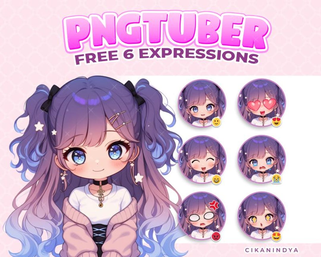 Custom-like Pngtuber Model – Premade Chibi Girl With Galaxy Aesthetic ...