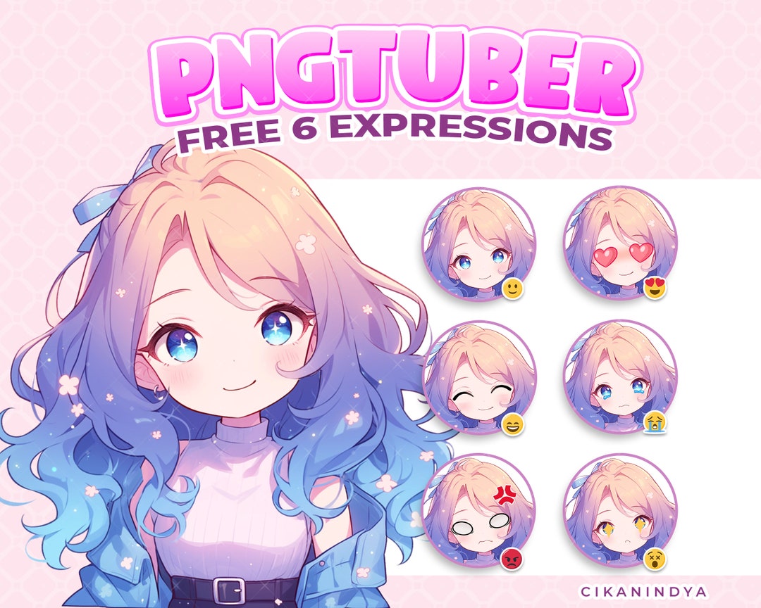 PNG Tuber | Character Elegant Blue Girl | Streaming Unique | 6 Poses ...