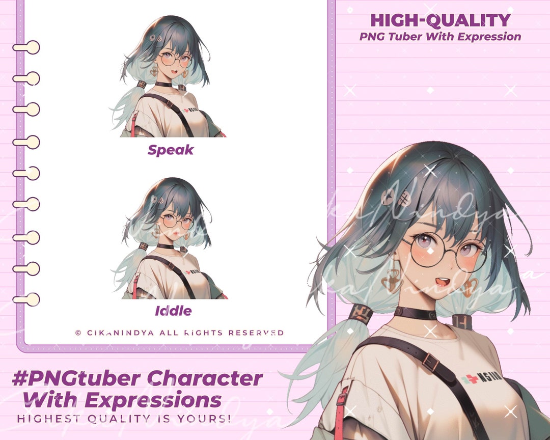 Pngtuber | Manga Whimsical PNG Tuber Avatar Girl for Content Creators | 2 Poses | Pngtuber ...