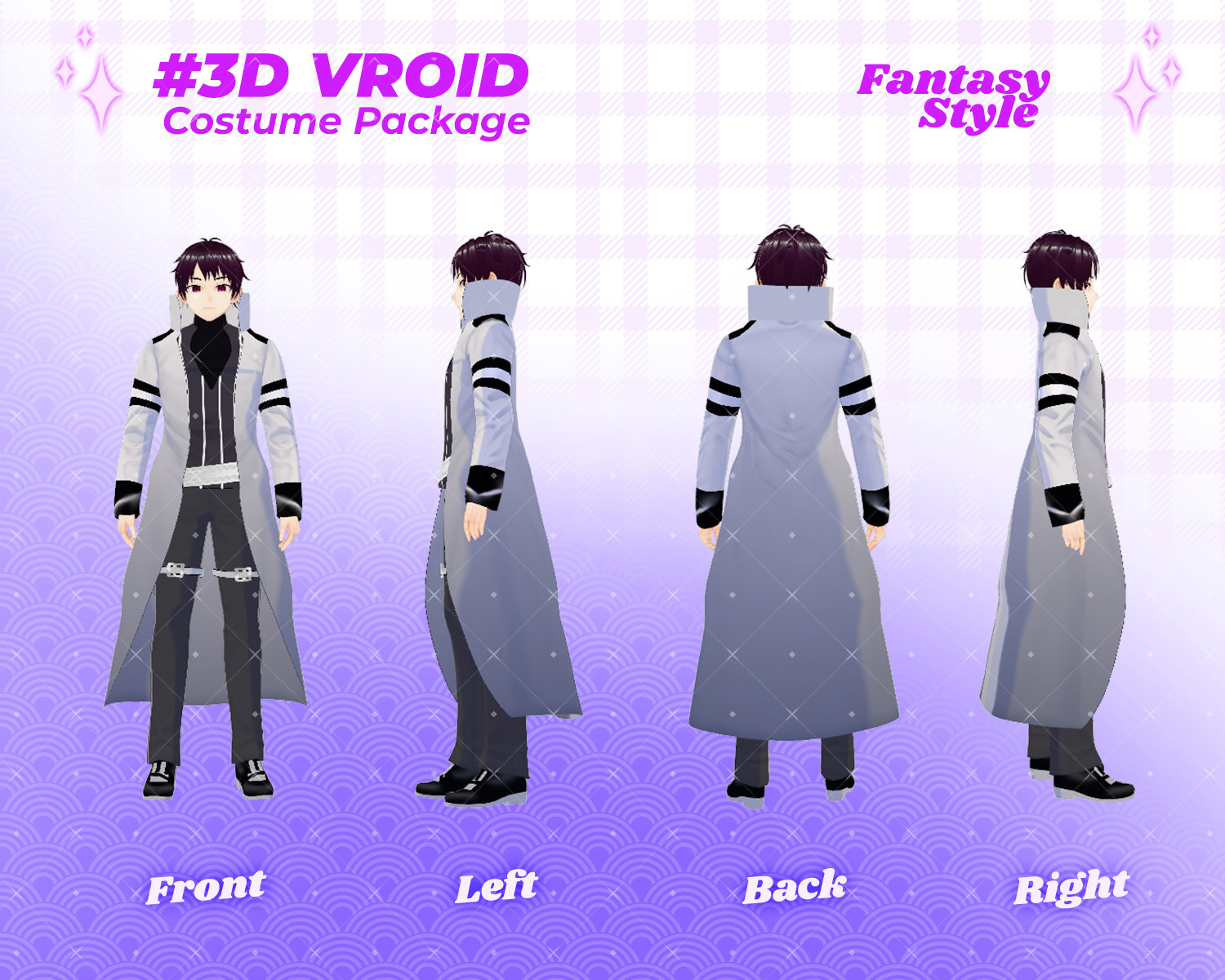 3-in-1 Vroid Outfit Male Fantasy White Jacket for Character - Etsy