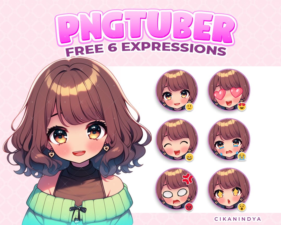 Chibi Female Pngtuber – Warm and Charming Streamer Avatar - Etsy