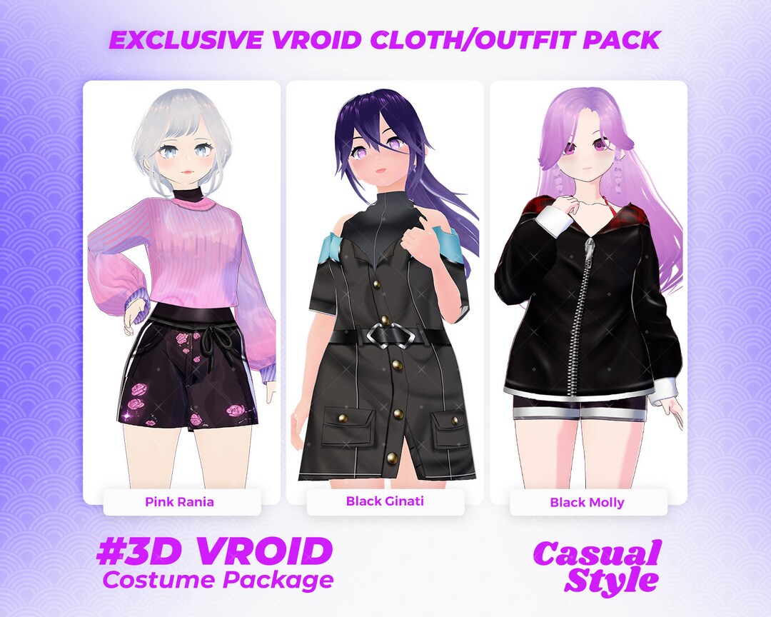 Casual yet Glamorous Outfits for Diva Streamers - Vroid Clothing Pack ...
