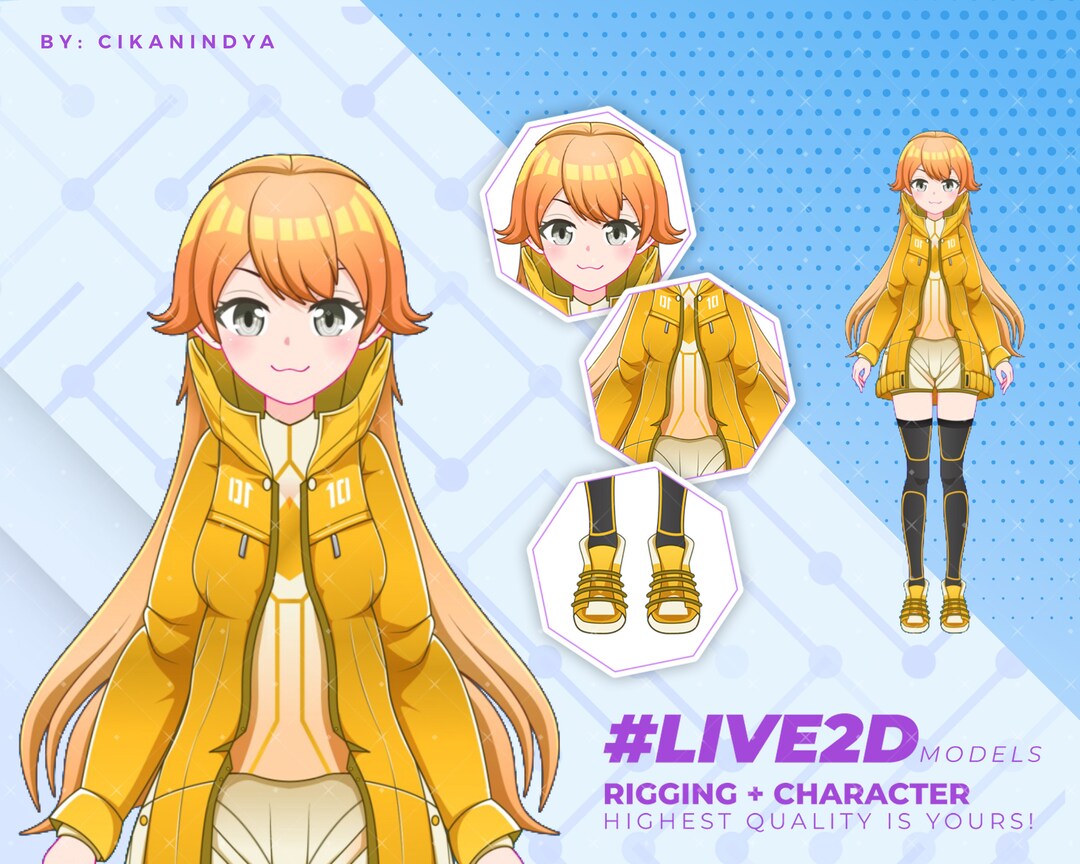 Vtuber Model | Fun Streaming With Vtuber Anime Girl Orange Jacket | 7 ...