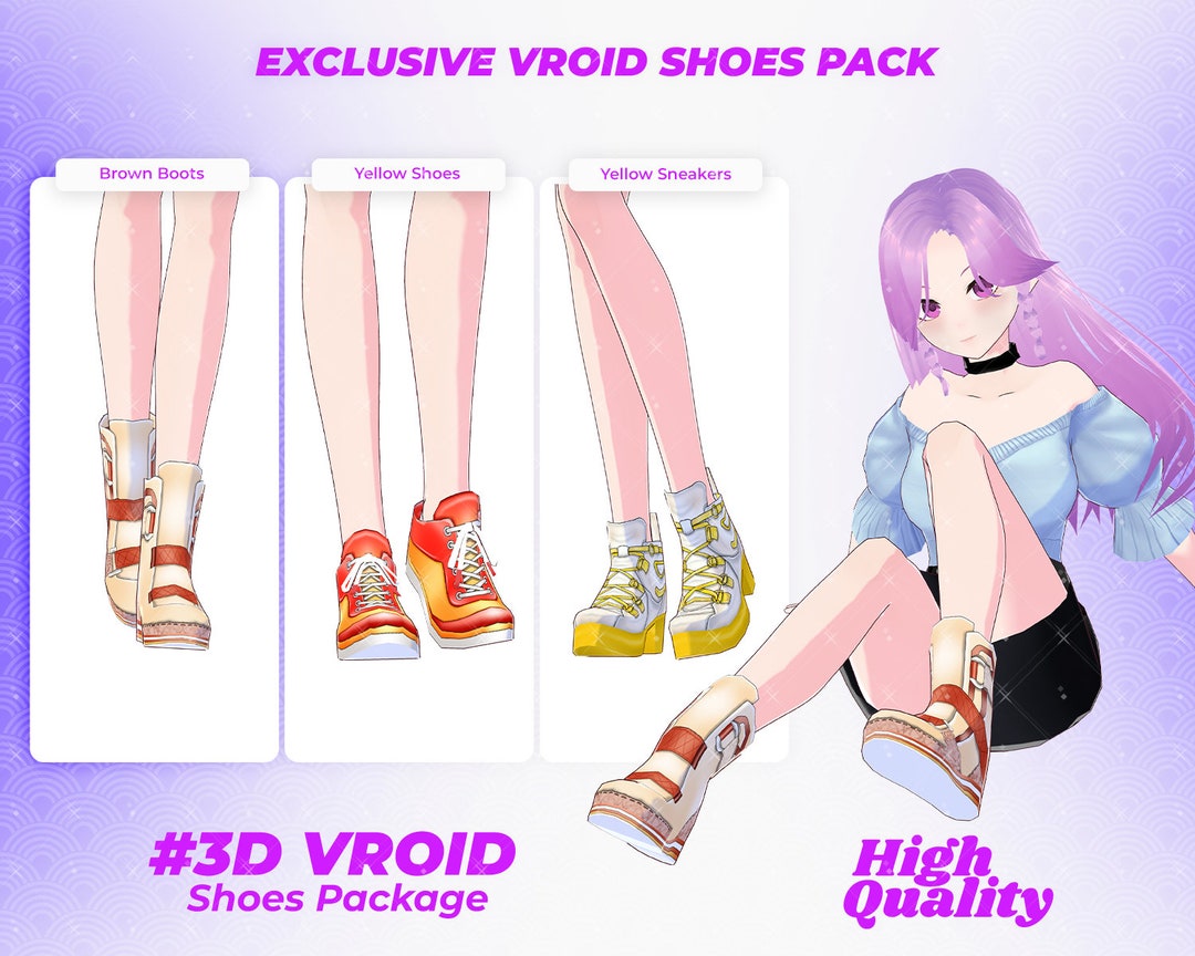 3D Vroid Shoes Pack, Costume, Virtual Fashion, 3D Streamer, Fashion ...