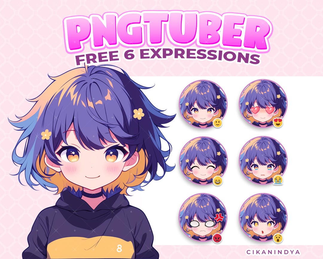PNG Tuber | Casual Cute Anime Vtuber Avatar for Gamers | Get 6 Poses ...