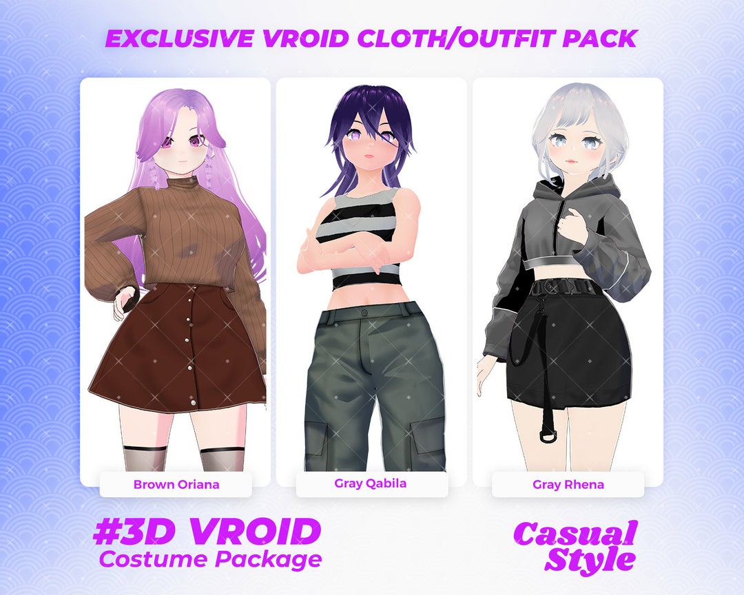 Vroid Clothing Pack, Relaxation Outfits, Virtual Wardrobe - Weekend ...
