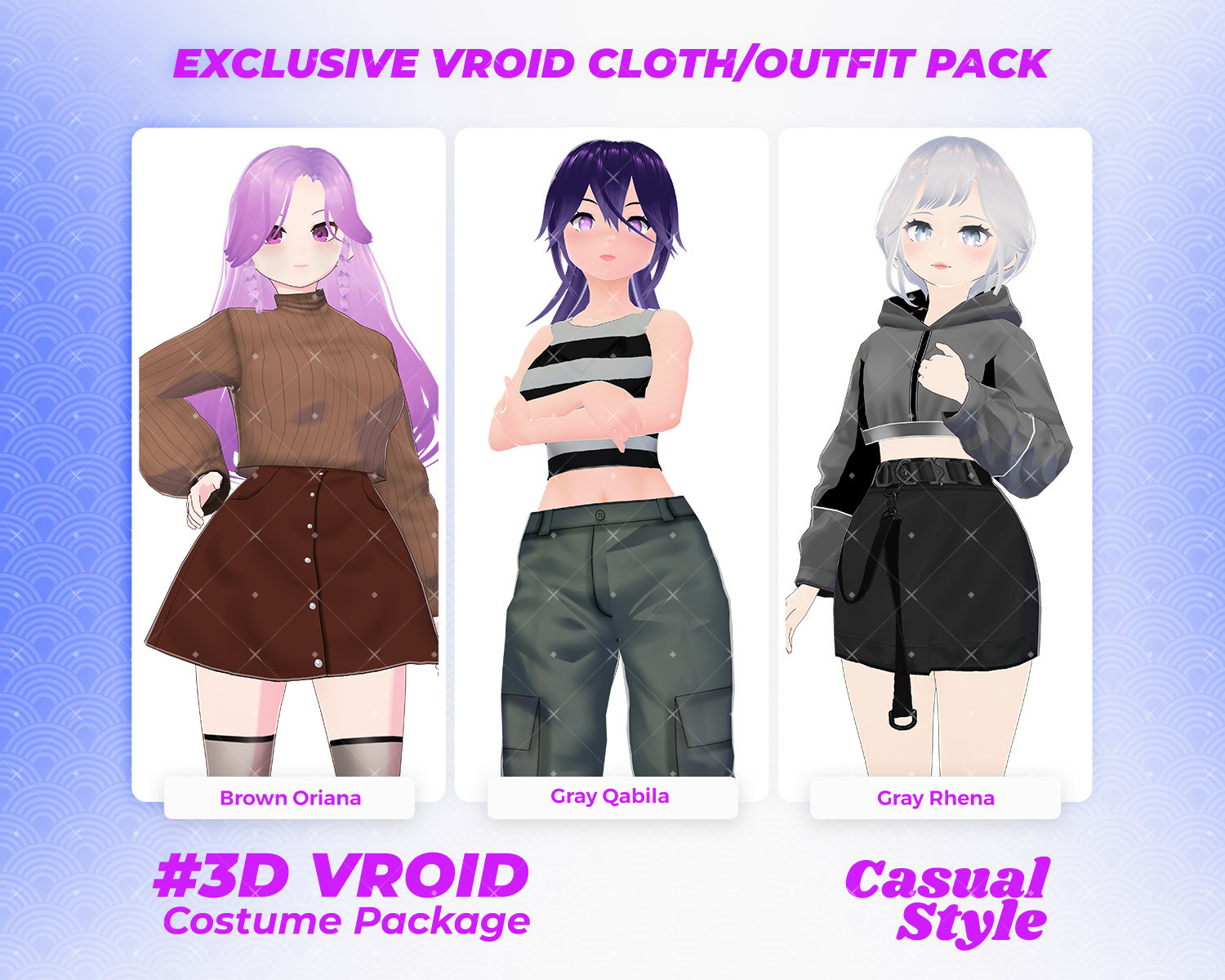 Vroid Clothing Pack, Relaxation Outfits, Virtual Wardrobe Weekend ...