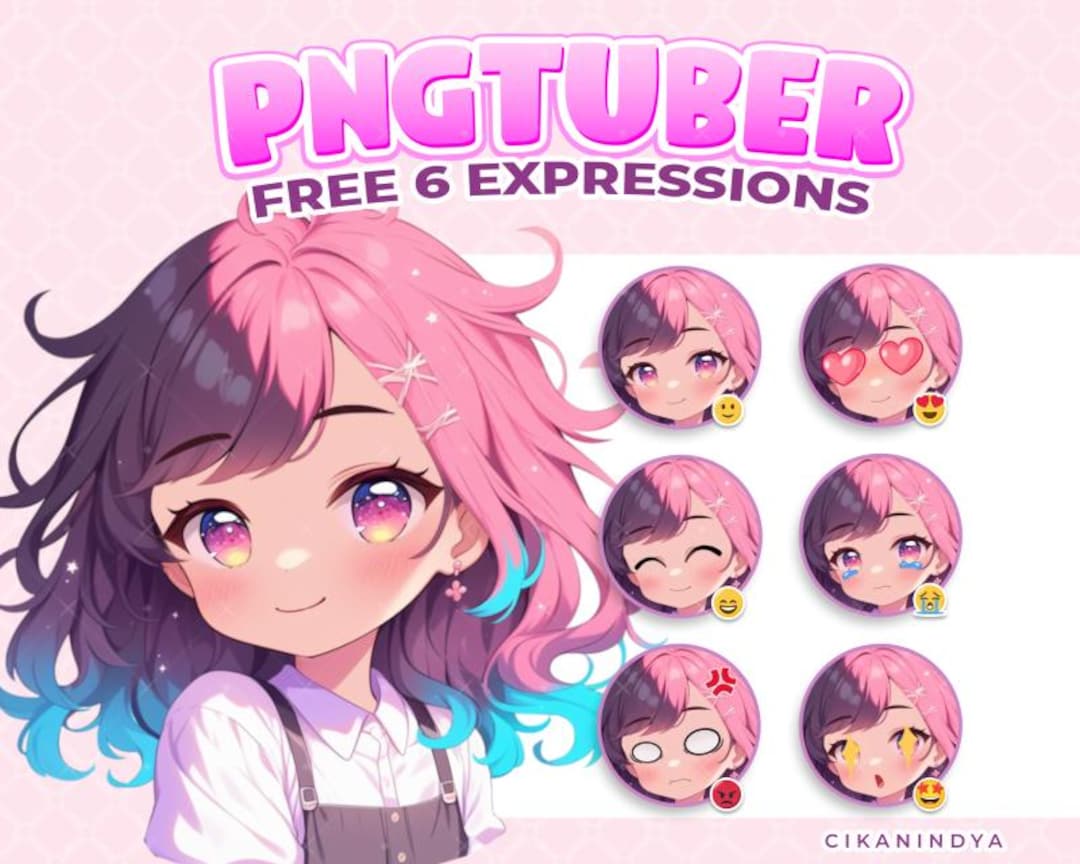 Twilight Glow Chibi PNG Tuber Avatar: Split Hair, Starry Eyes - Etsy