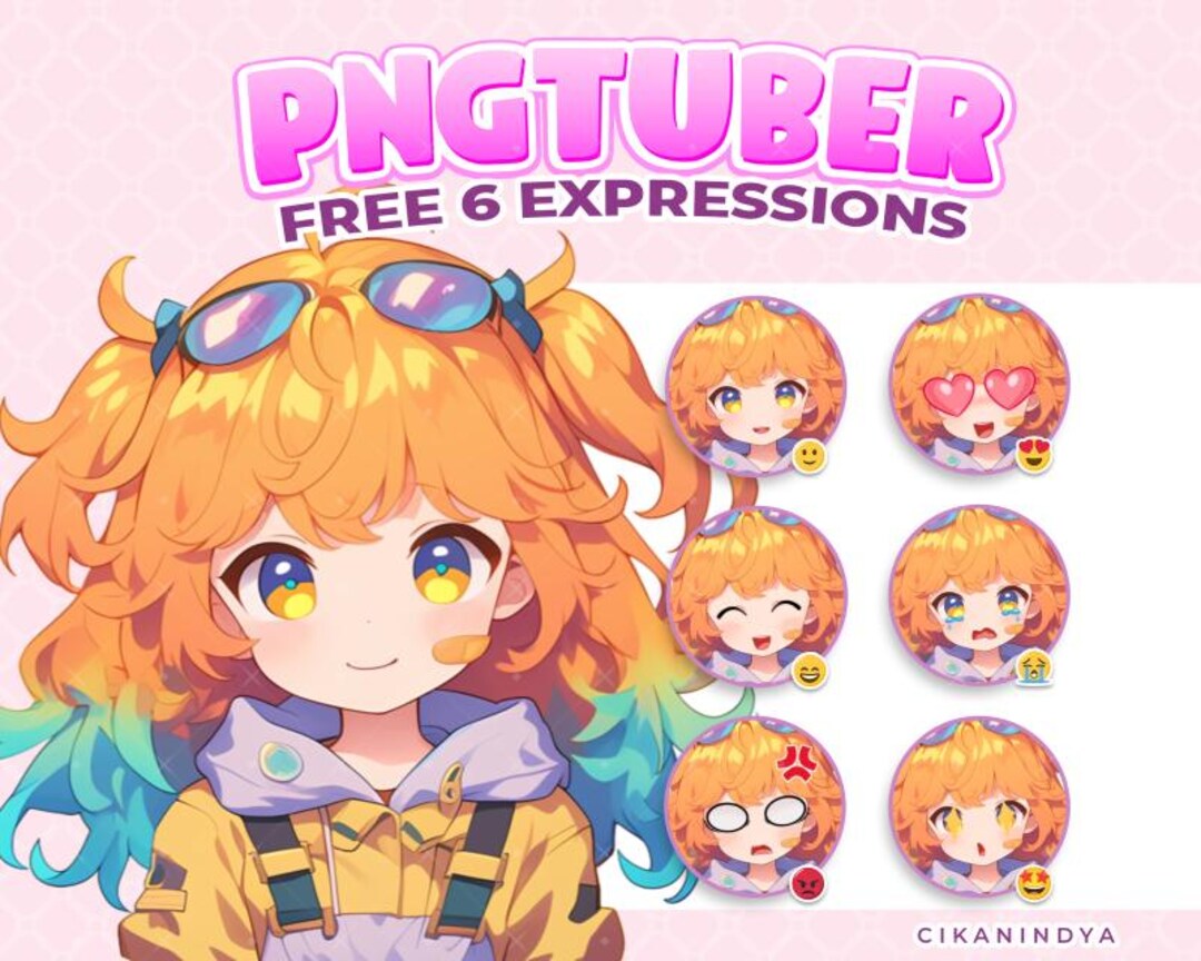 PNG Tuber Cute Anime Vtuber Avatar PNG Girl Get 6 Poses Chibi Art ...