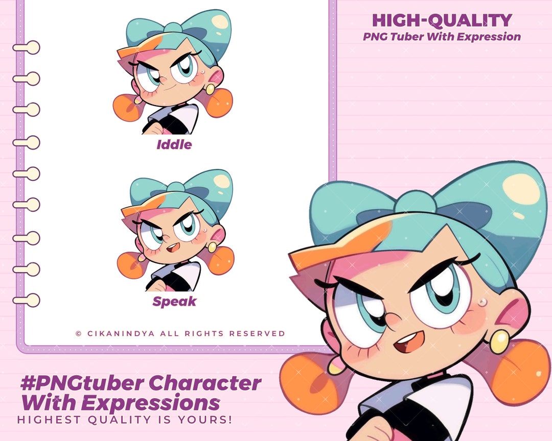 PNG Tuber Model: Cartoon Girl Avatar, 2 Poses - Etsy