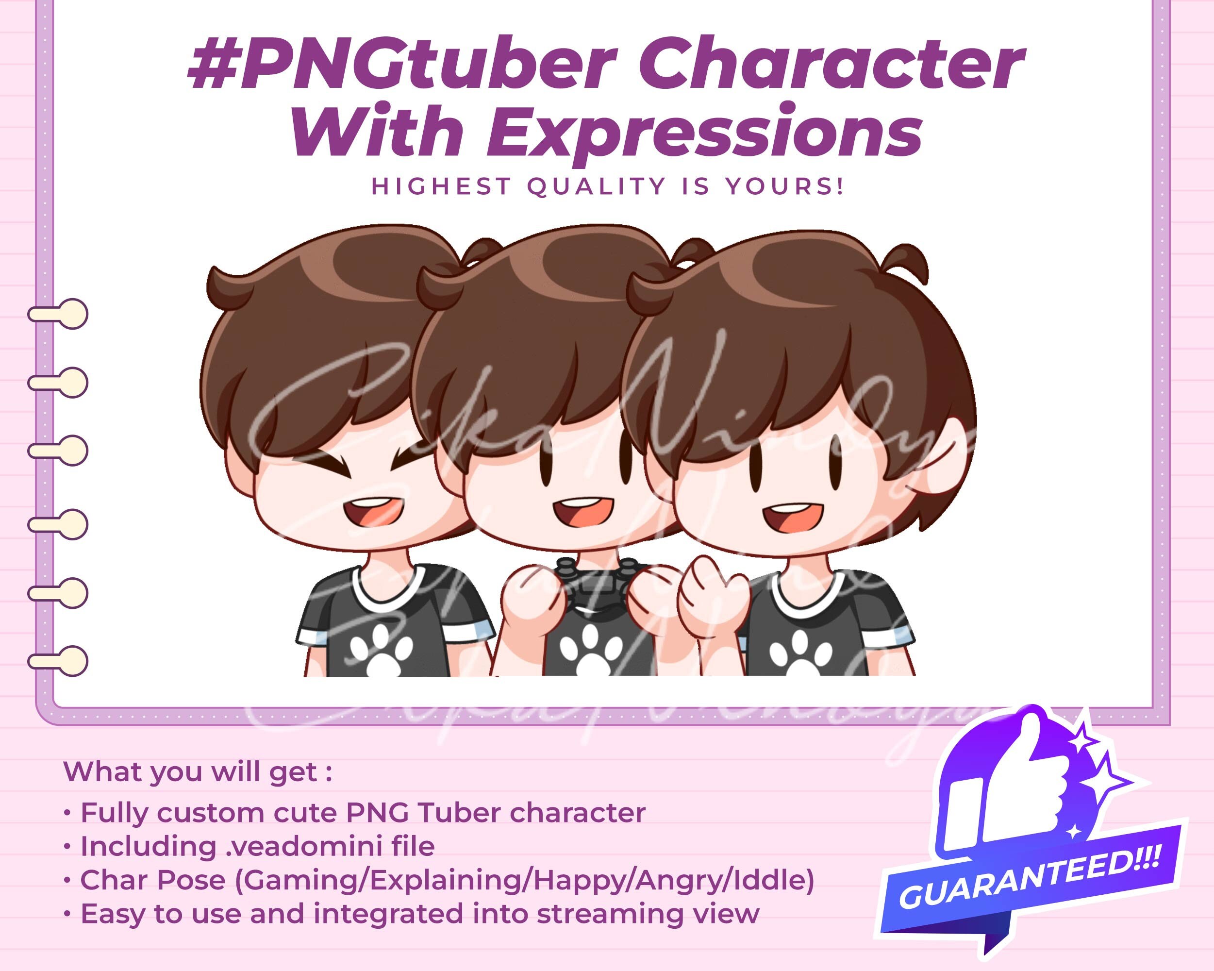 Personalized PNG Tuber Boy Black Clothes for Streamers - Etsy