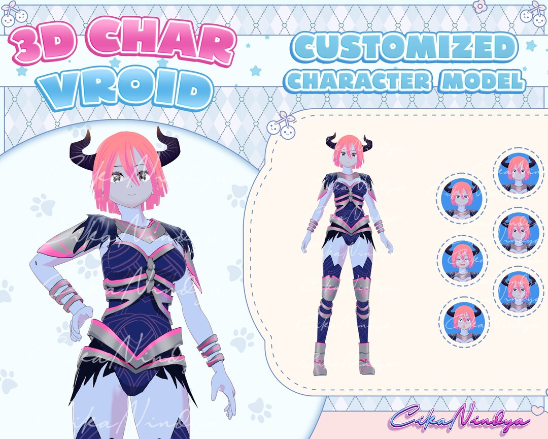 Mystic Temptress 3D Vroid Character Blue Devil Anime Girl for Streamer ...