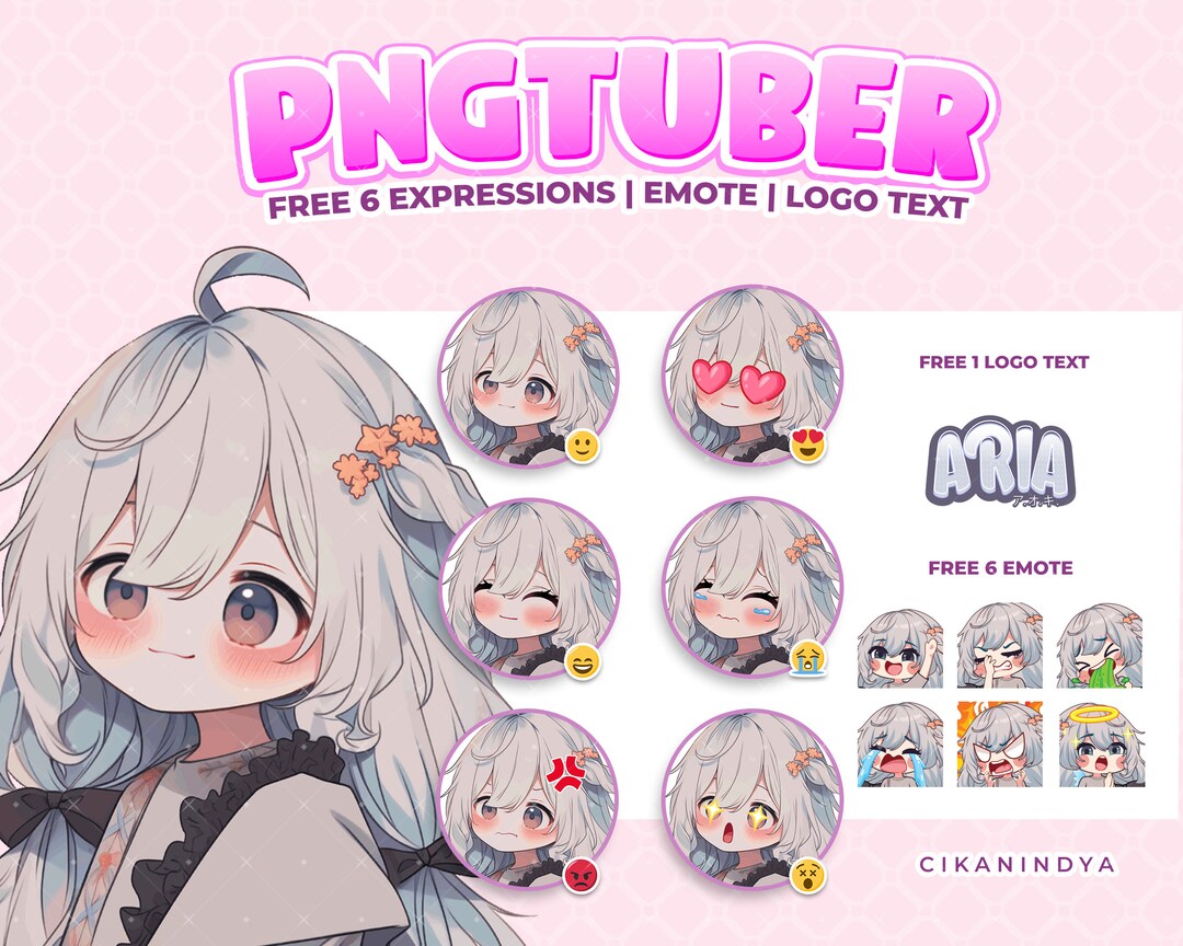 Pngtuber | Stream Enhancer With Aria PNG Tuber Pack | 6 Expressions ...