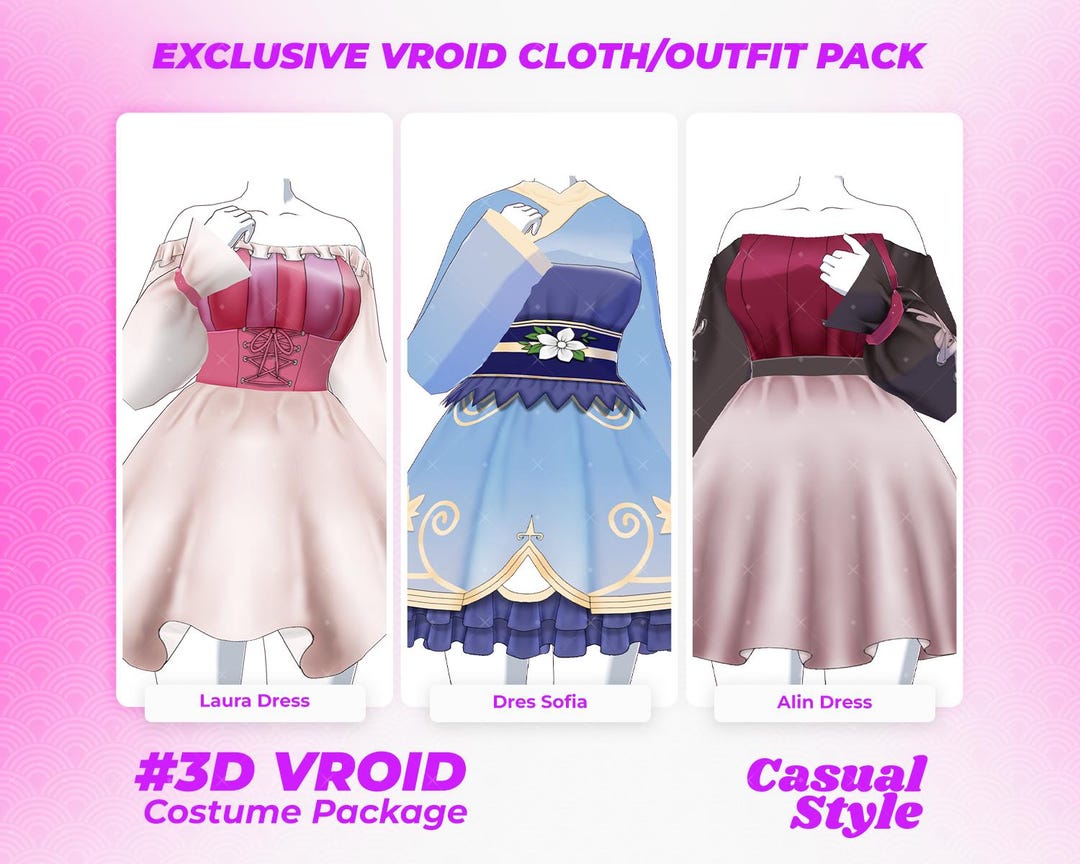 Vroid Clothing Pack | Vroid Model Casual Outfit Pack for Girl Avatars ...