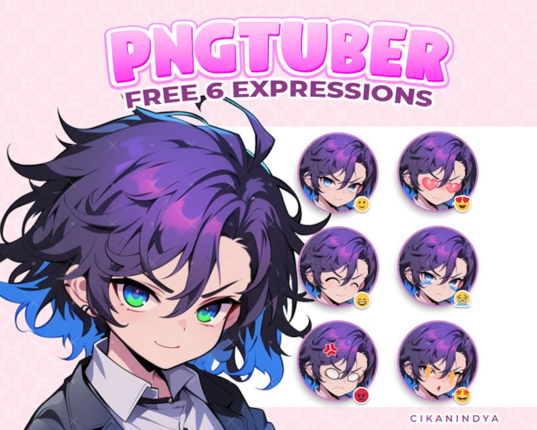 Edgy Male PNG Tuber Avatar: 6 Poses for Streamers - Etsy