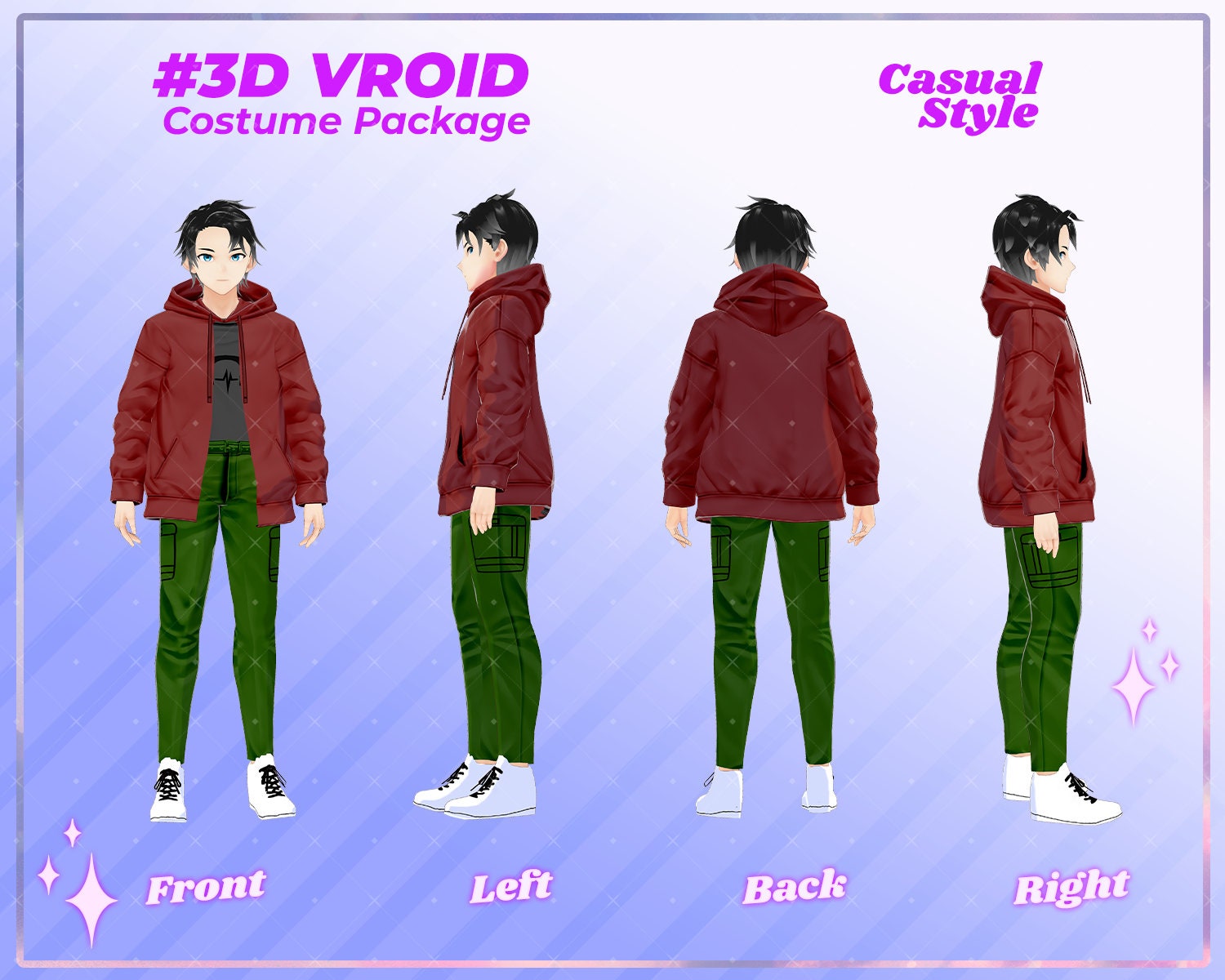 Vroid Casual Wardrobe Bundle 3 Outfits Male Vroid Clothing - Etsy