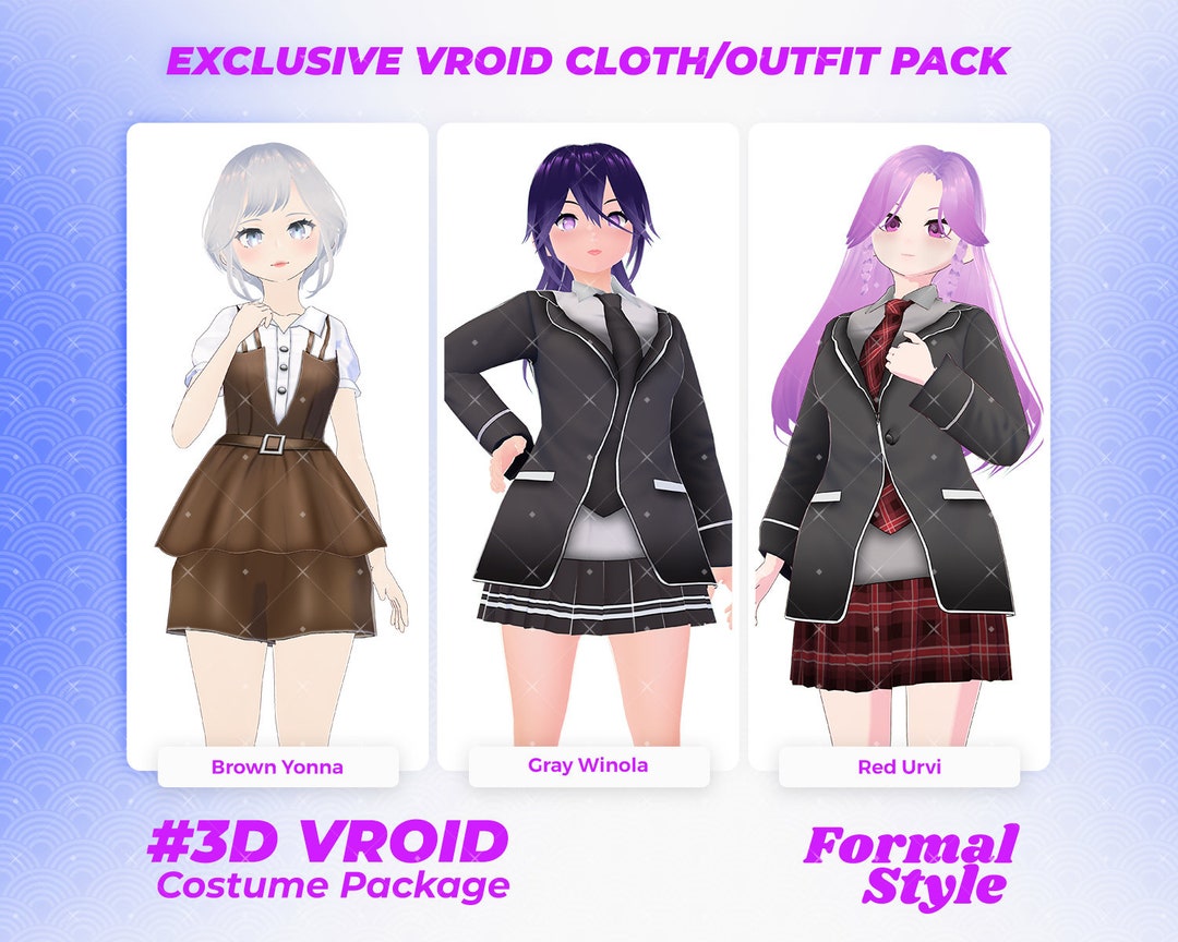 Gala Glamour Trio Exquisite Formal Attire Set for Vroid Avatars - Vroid ...