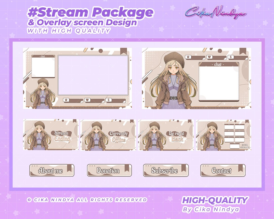 Vtuber Stream Overlay Pack: Twitch/youtube Gaming Graphics (PSD/PNG/JPG ...