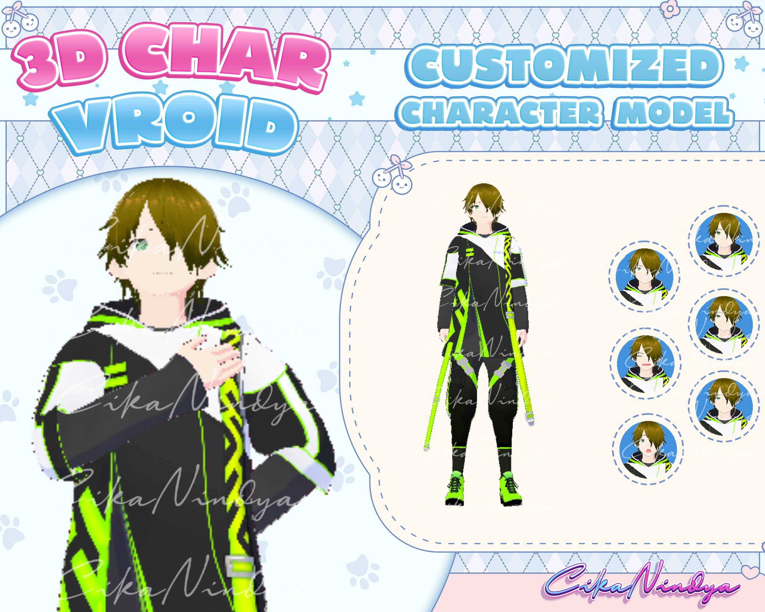 3D Vroid Character Yuta Cyberpunk Anime Male With Futuristic - Etsy
