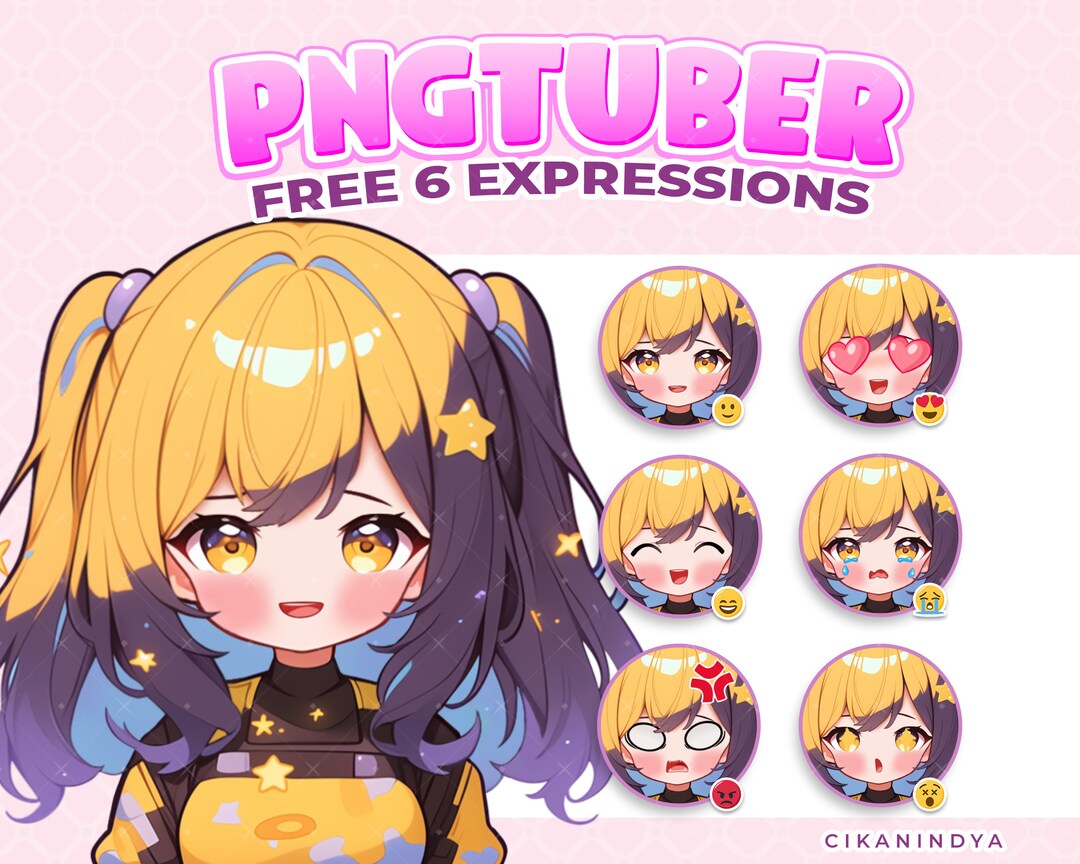 PNG Tuber | Cute Star-themed Vtuber Avatar for Streaming | Get 6 Poses ...