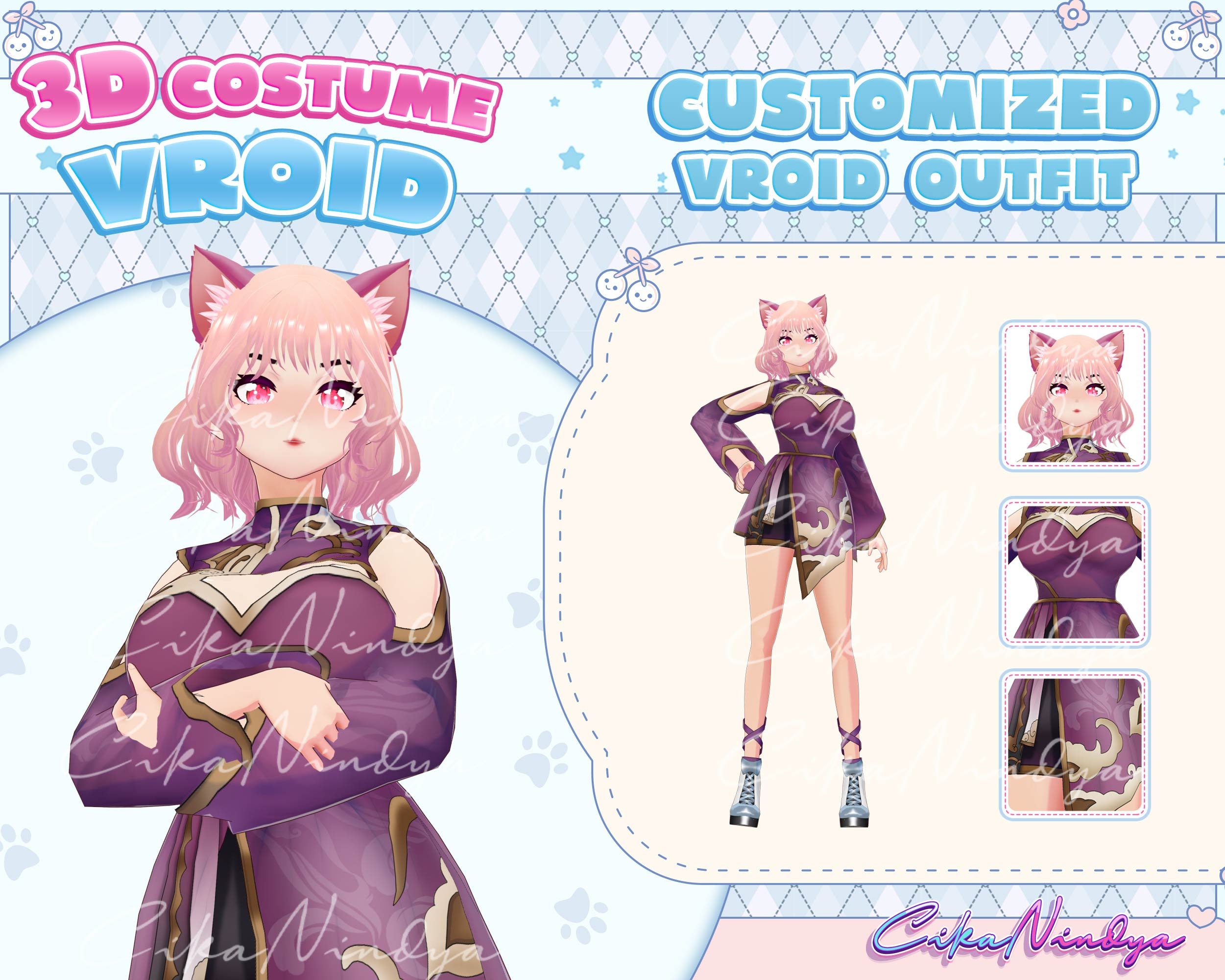 3D Vroid Costume Vroid Outfit Cosplay Costume Kawaii - Etsy