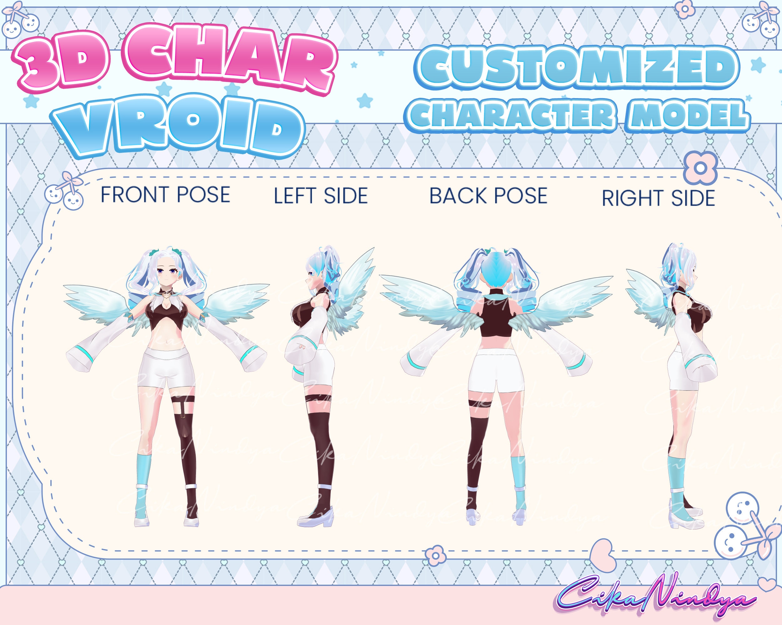 3D Vroid Character Vtuber Model Free 3d Model Vtuber Model - Etsy