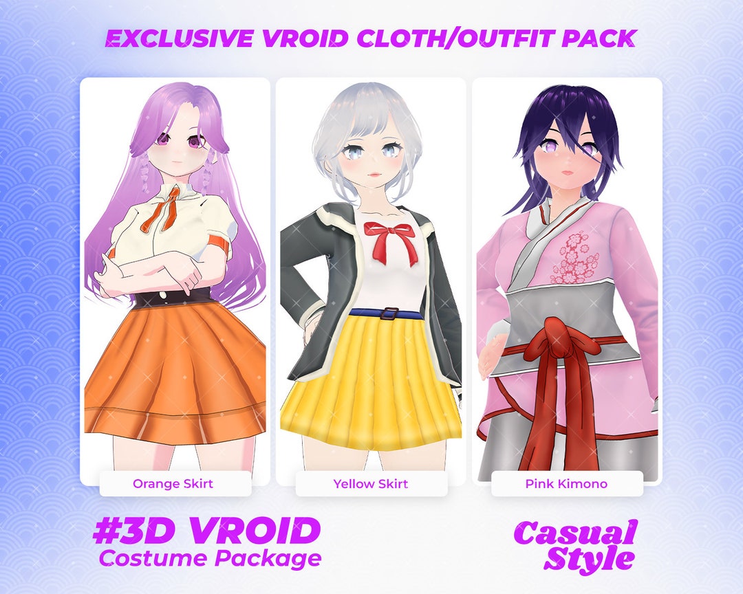 Streamer's Girl Casual Outfit Collection - Vroid Clothing Pack, Vroid ...