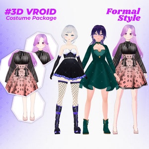 Chic Formal Wear Pack for Elegant Avatars - Vroid Clothing Pack, Vtuber ...