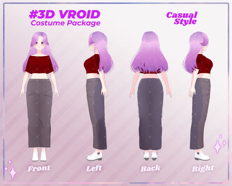3d Vroid Clothing Pack Vroid Clothes Costume 3d Kawaii Etsy