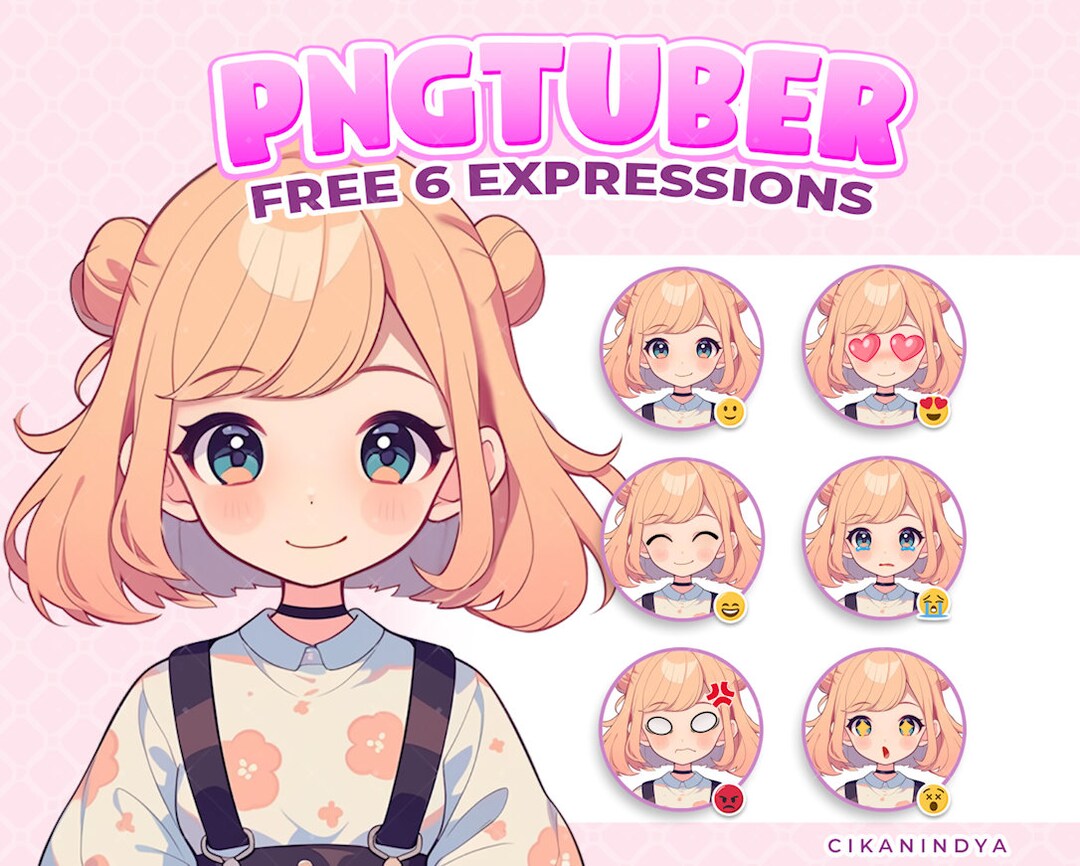 PNG Tuber | Adorable Chibi Girl With Blonde Hair and Floral Outfit ...
