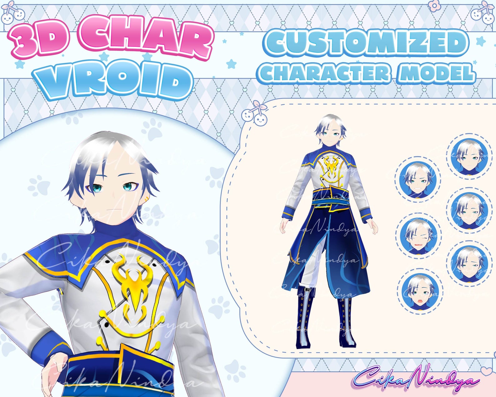 3D Vroid Character 3D Vroid 3d Model Commission Vtuber - Etsy